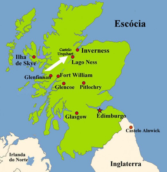 Lago Ness e Castelo Urquhart Highlands Escócia